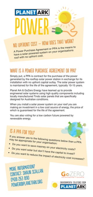 Planet Ark Power DL Brochure - get solar, save money with no upfront ...
