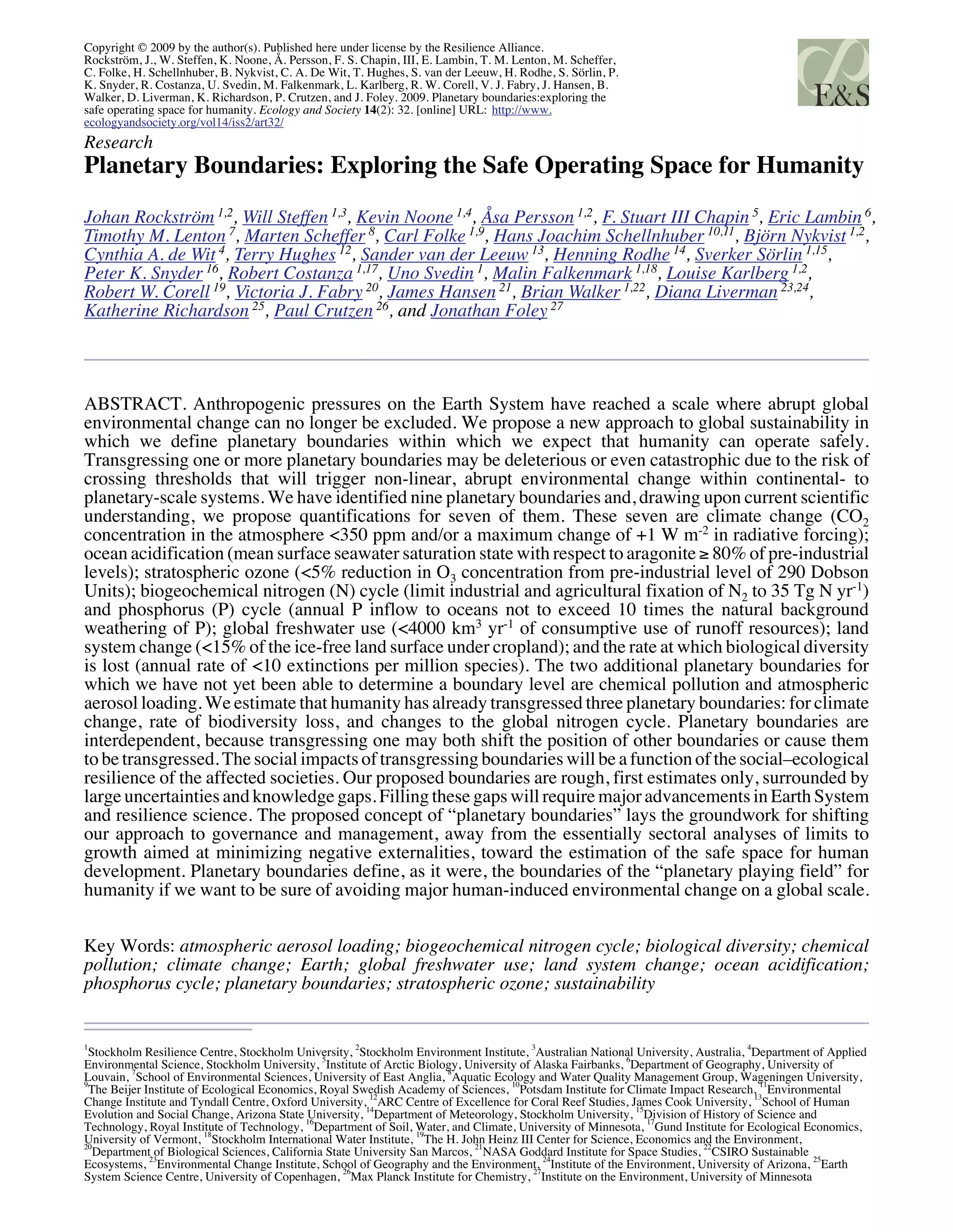 Planetary boundaries | PDF