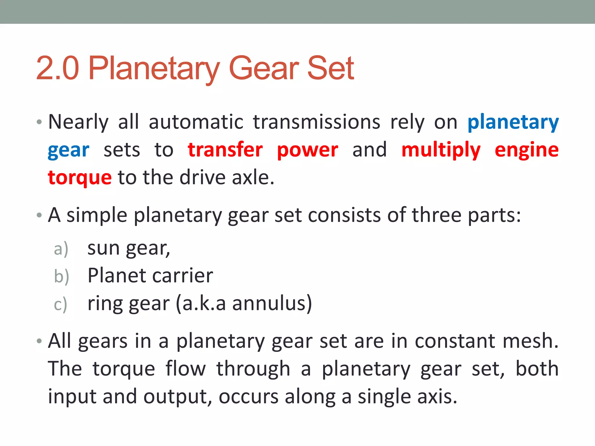 Planetary gear set | PPTX
