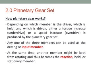 Planetary gear set | PPTX