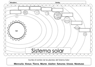 Diagrama Del Sistema Solar En Blanco