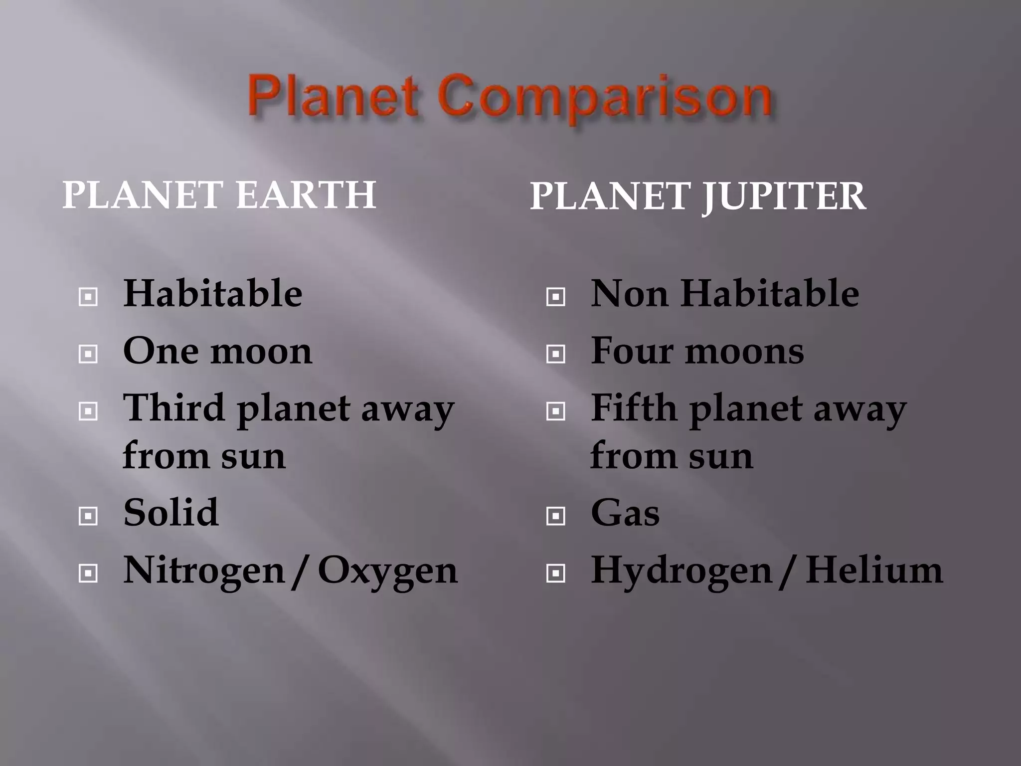 Planet comparison | PPT