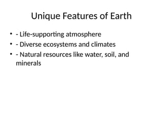 Understanding Planet Earth: Our Uniqueee | PPTX
