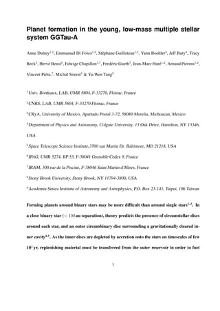 Planet forming in_the_young_low_mass_multiple_stellar_system_ggtau_a | PDF