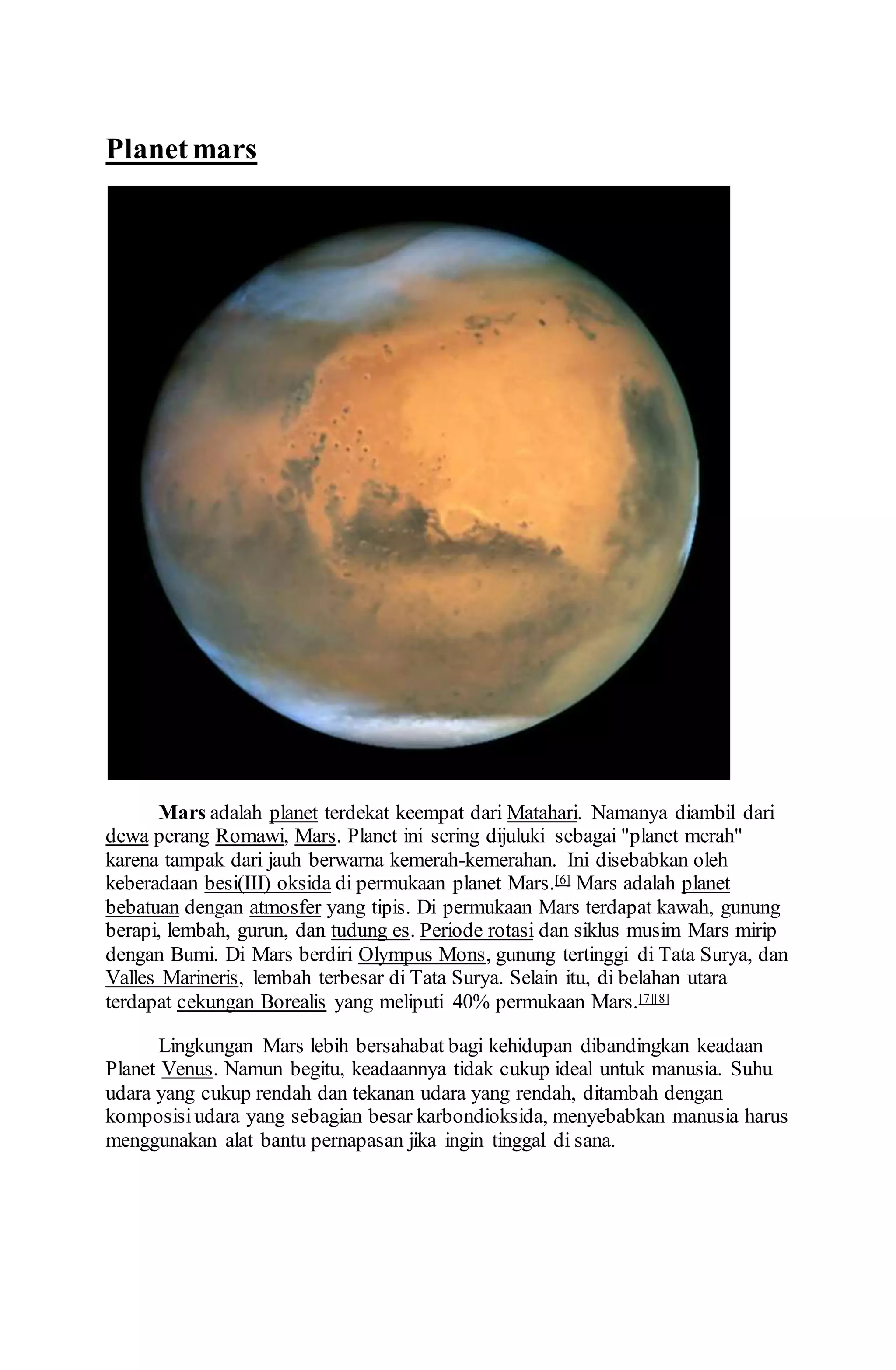 Planet mars | DOCX
