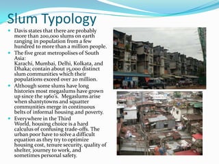 Planet of slums | PPTX | Debated Sensitive Social Issues | Sensitive Topics