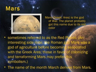 Planets Names With Origins