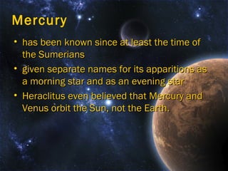 Names Of Mercury And Its Moons