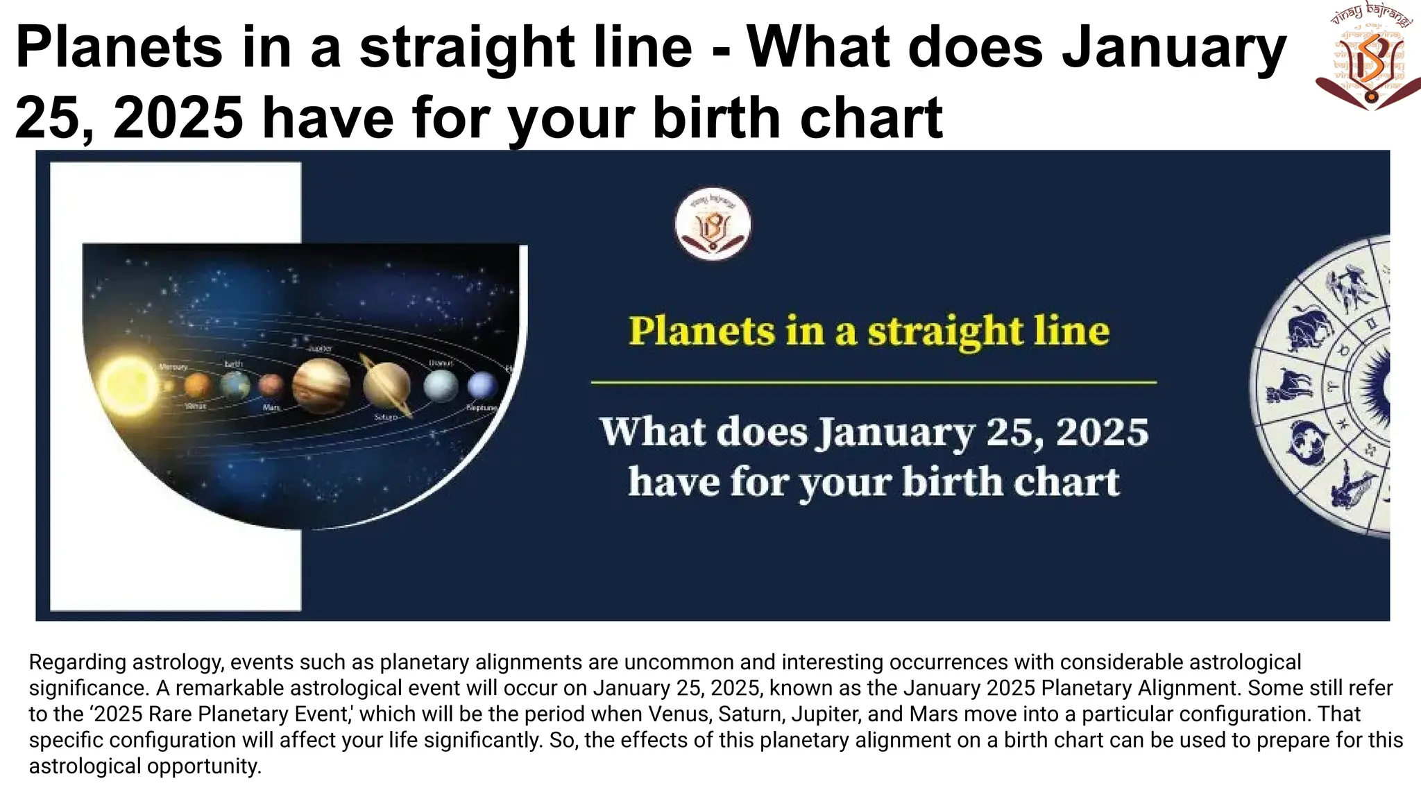 Planets in a straight line - What does January 25, 2025 have for your ...