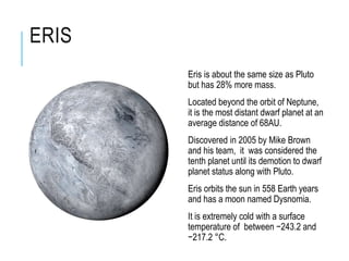 PLANETS OF THE SOLAR SYSTEM (an outline of planets and dwarf planets in ...