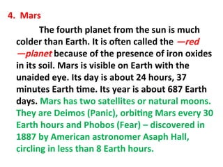 The Eight Planets in the Solar System Grade 6 | PPT