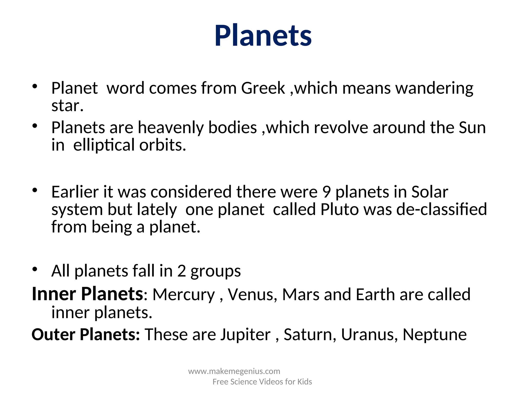 Planets Summary for kids and children basic | PPT