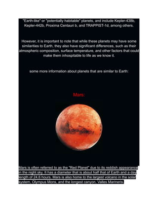 Mars Planet Appearance With Life