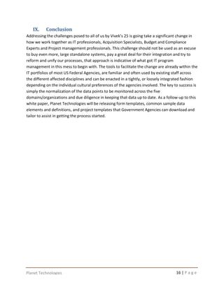 Meeting the Challenge of Vivek Kundra's 25 Point Plan | PDF