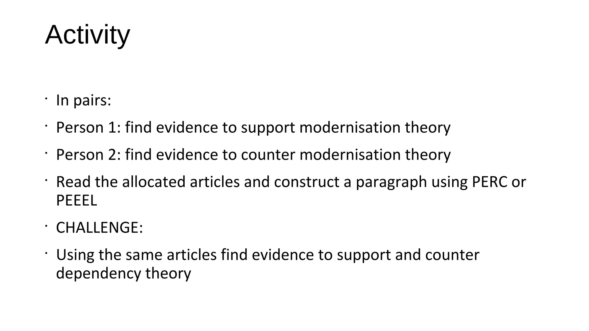 Modernisation and Dependency theory 33 mark plan | ODP