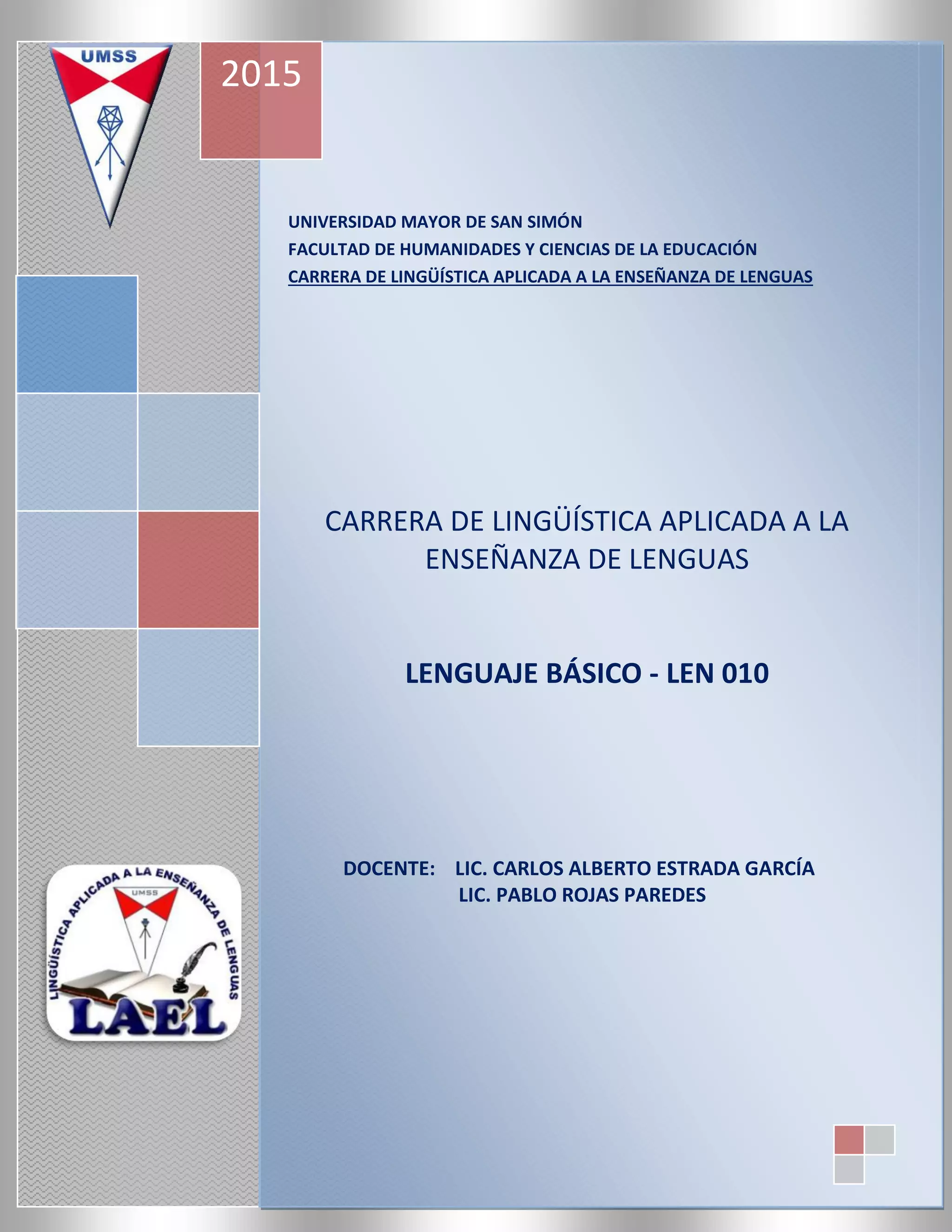 Plan Global de Lenguaje Básico - LEN 010. 2016 | PDF