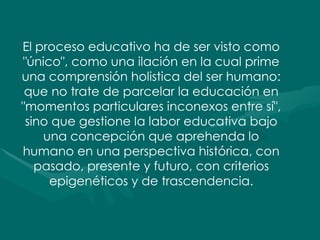 Planificación y evaluación del aprendizaje holistico | PPT