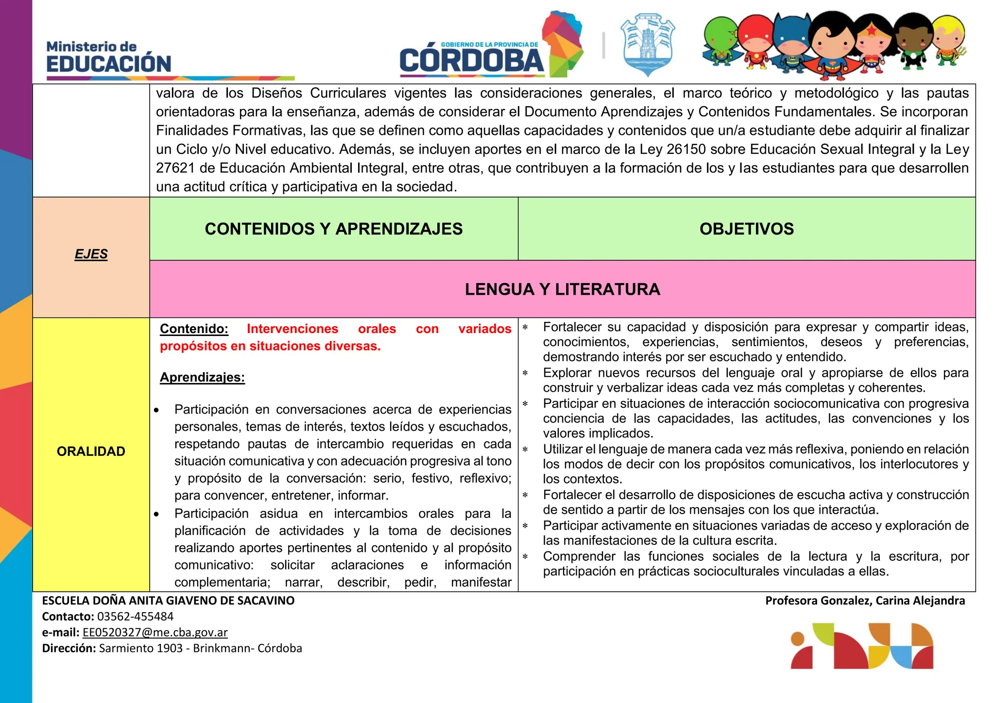 PLANIFICACIÓN ANUAL DE TERCER GRADO - 2024 - Doña Anita Giaveno de ...
