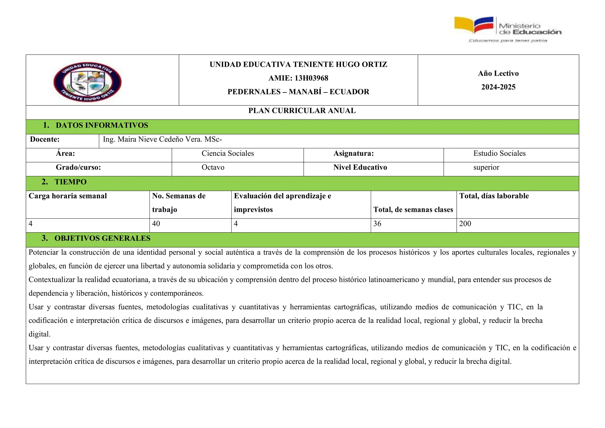 Planificacion anual de octavo año de edu | PDF