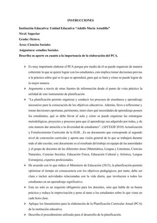 Planificacion anual de octavo año de edu | PDF