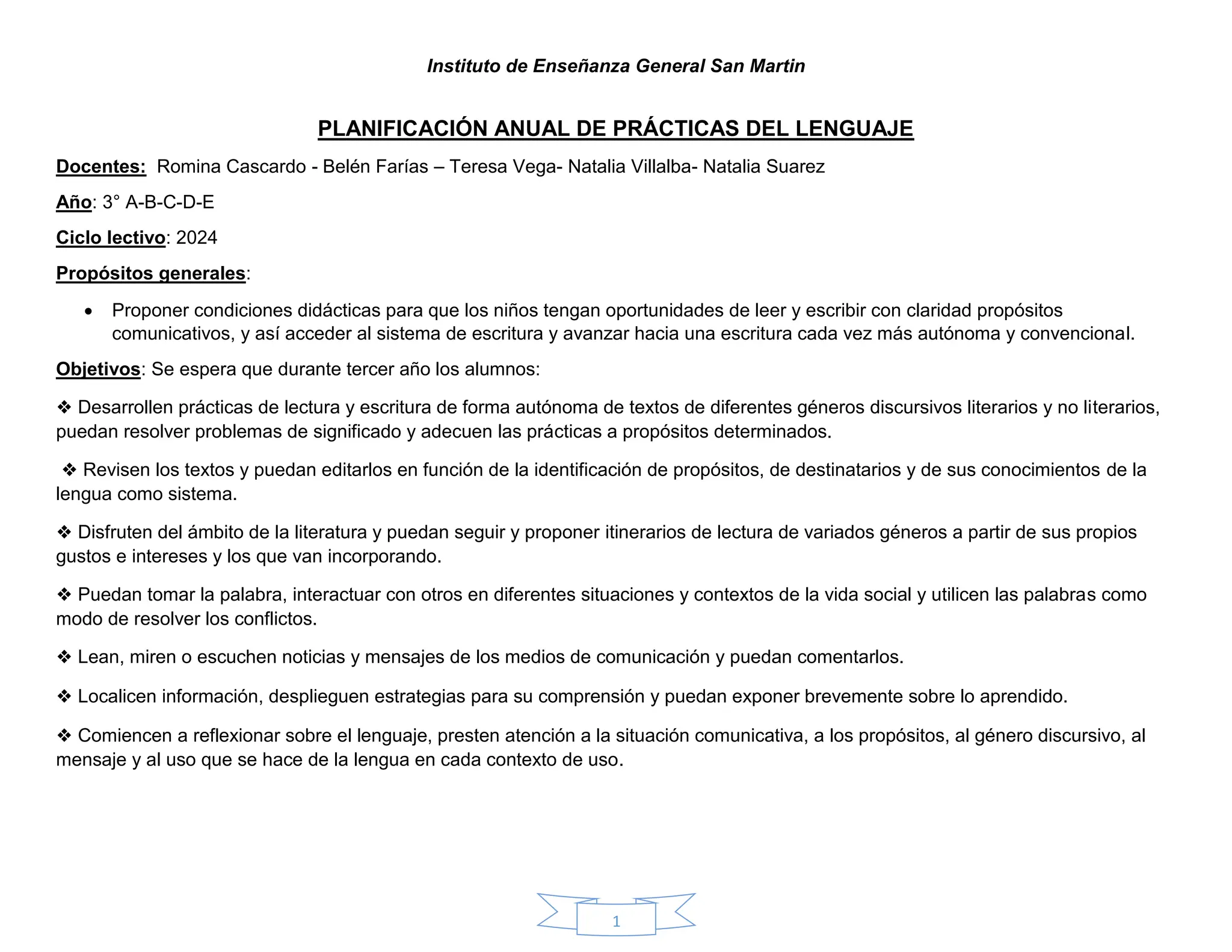 PLANIFICACION ANUAL PRACTICA DE LENGUAJE 3ER GRADO | DOCX