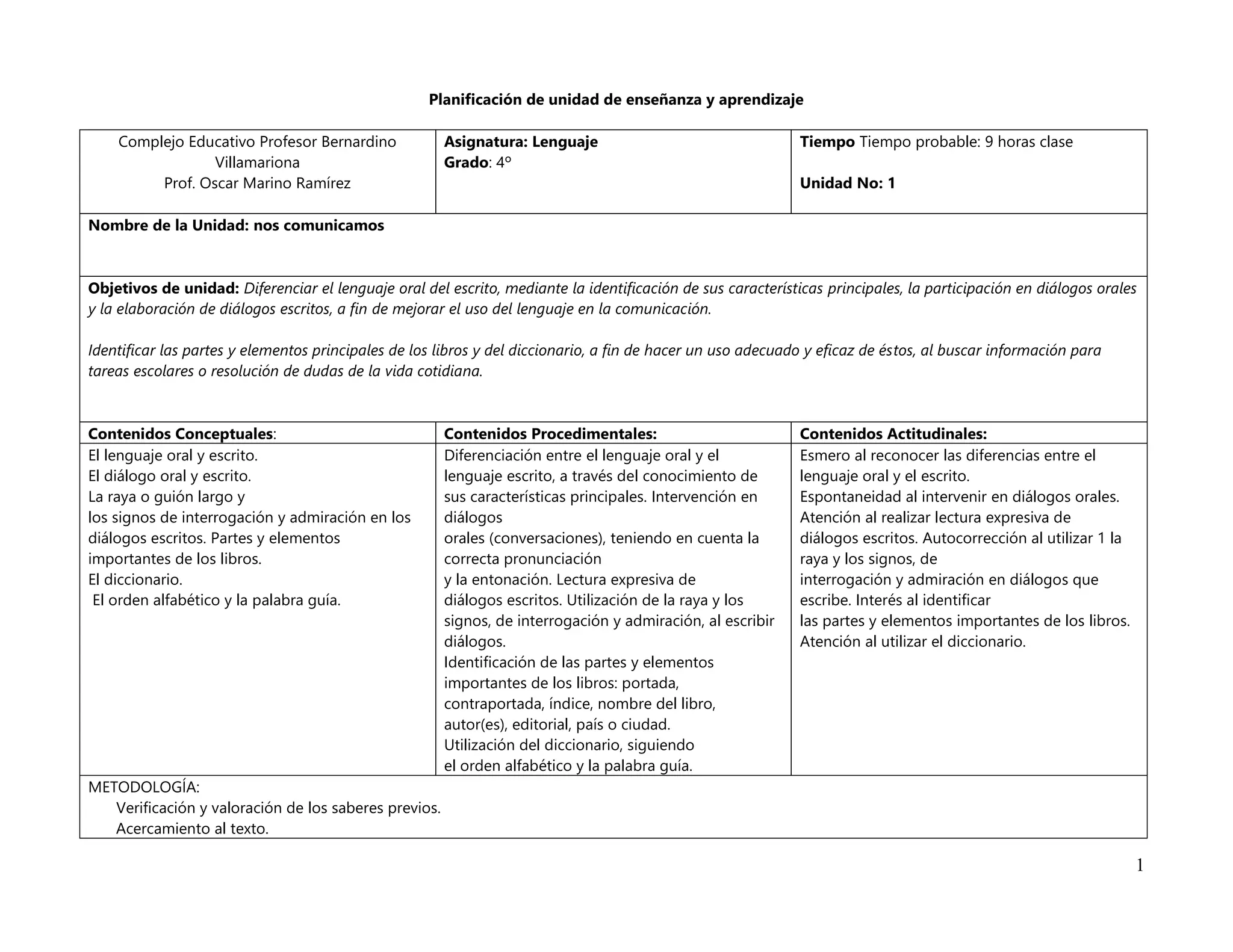 Planificación de cuarto grado completa.doc