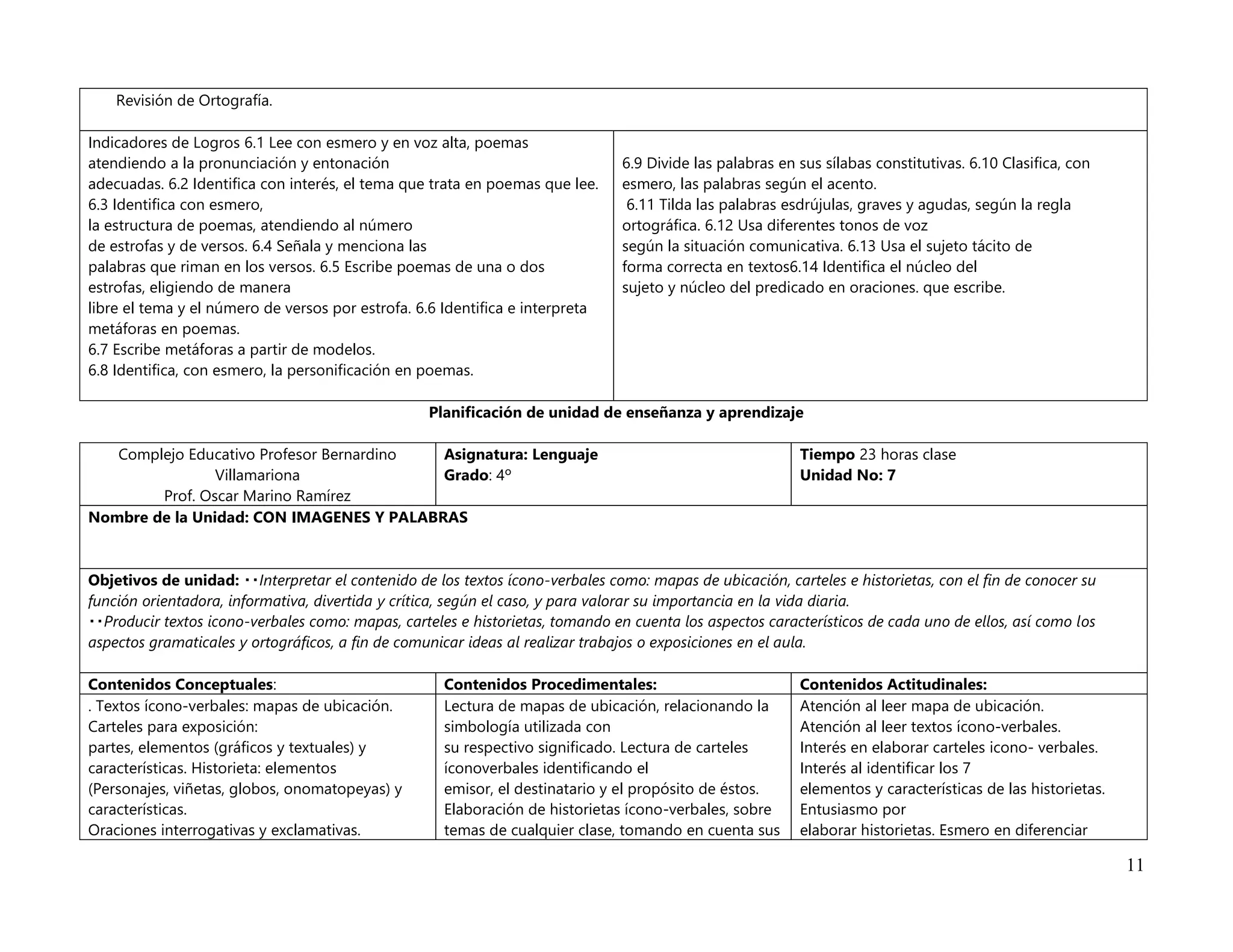 Planificación de cuarto grado completa.doc