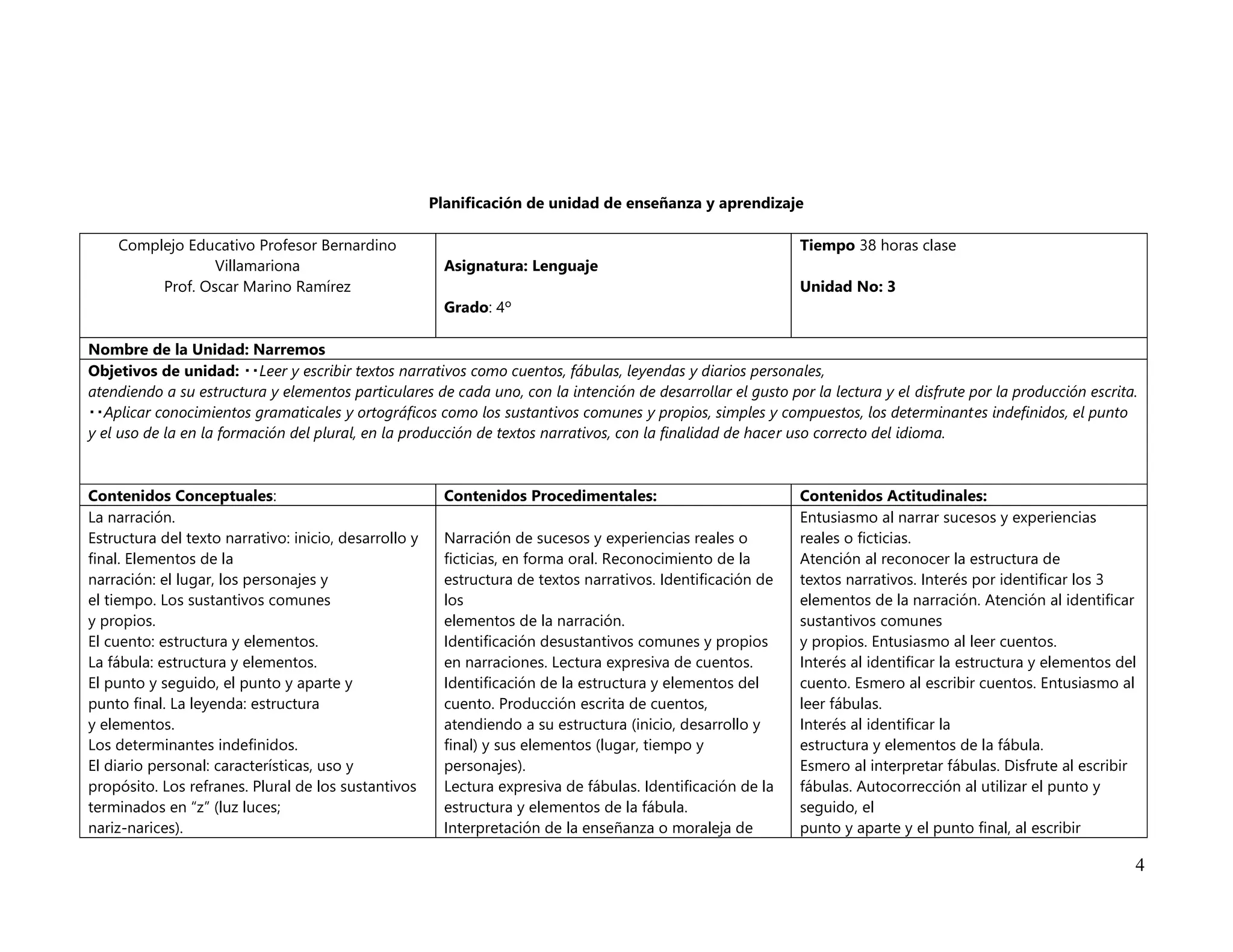 Planificación de cuarto grado completa.doc