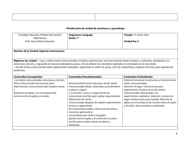 Planificación de cuarto grado completa.doc