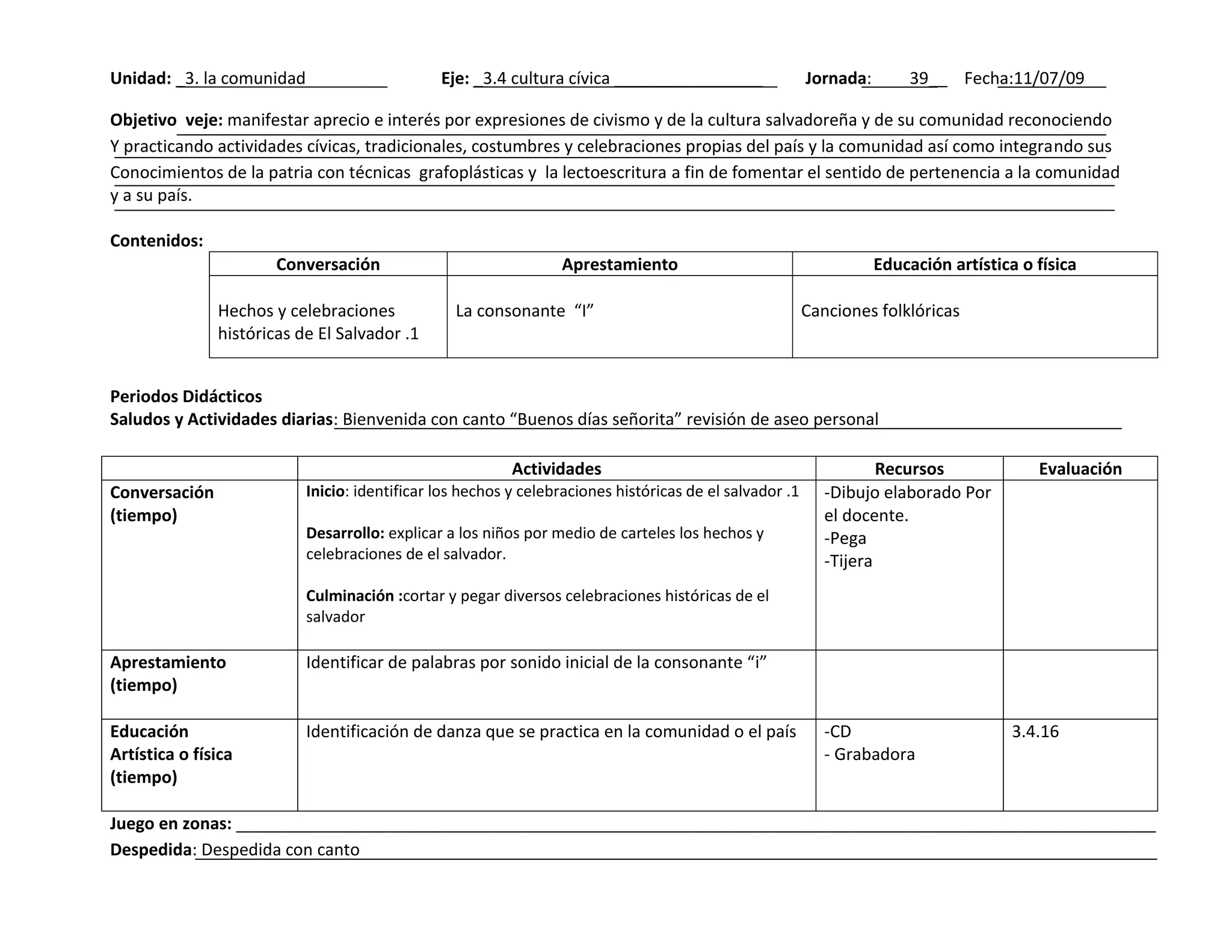 Planificacion De Educacion Parvularia 2 Y 3 | DOCX