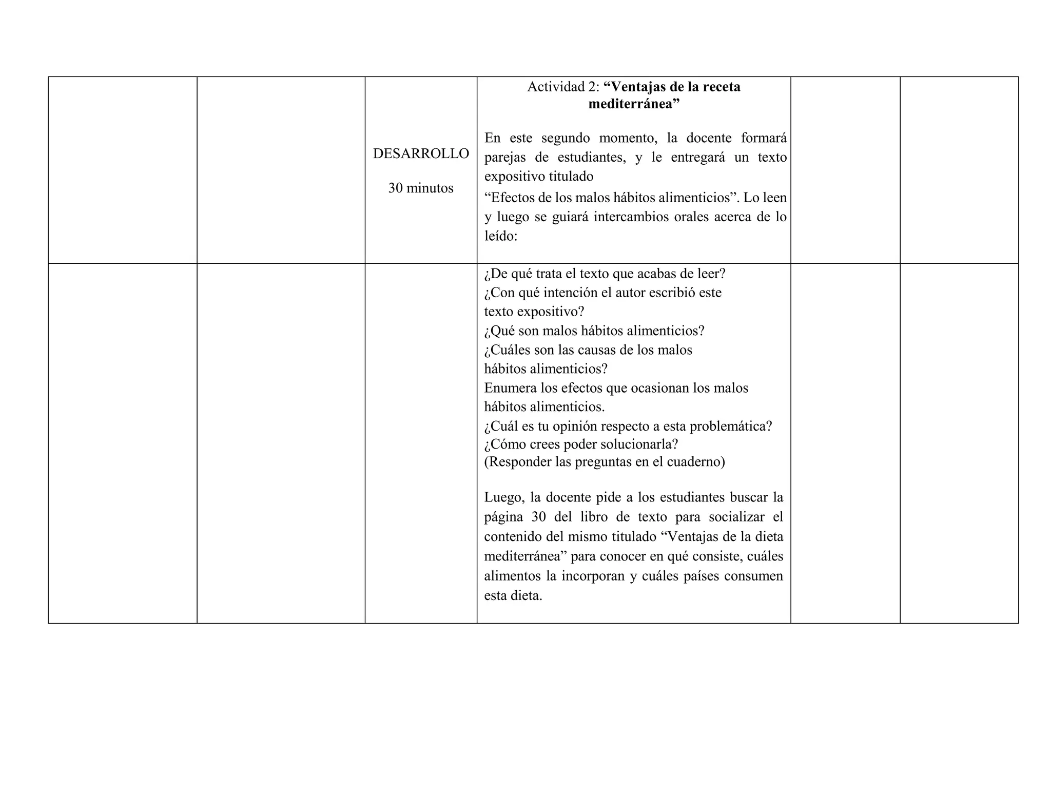 Planificación diaria LA RECETA. 6TO GRADO.docx