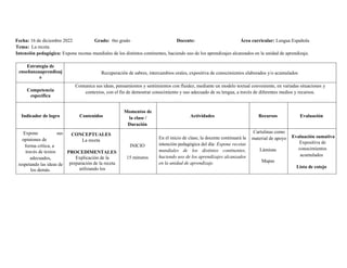 Planificación diaria LA RECETA. 6TO GRADO.docx