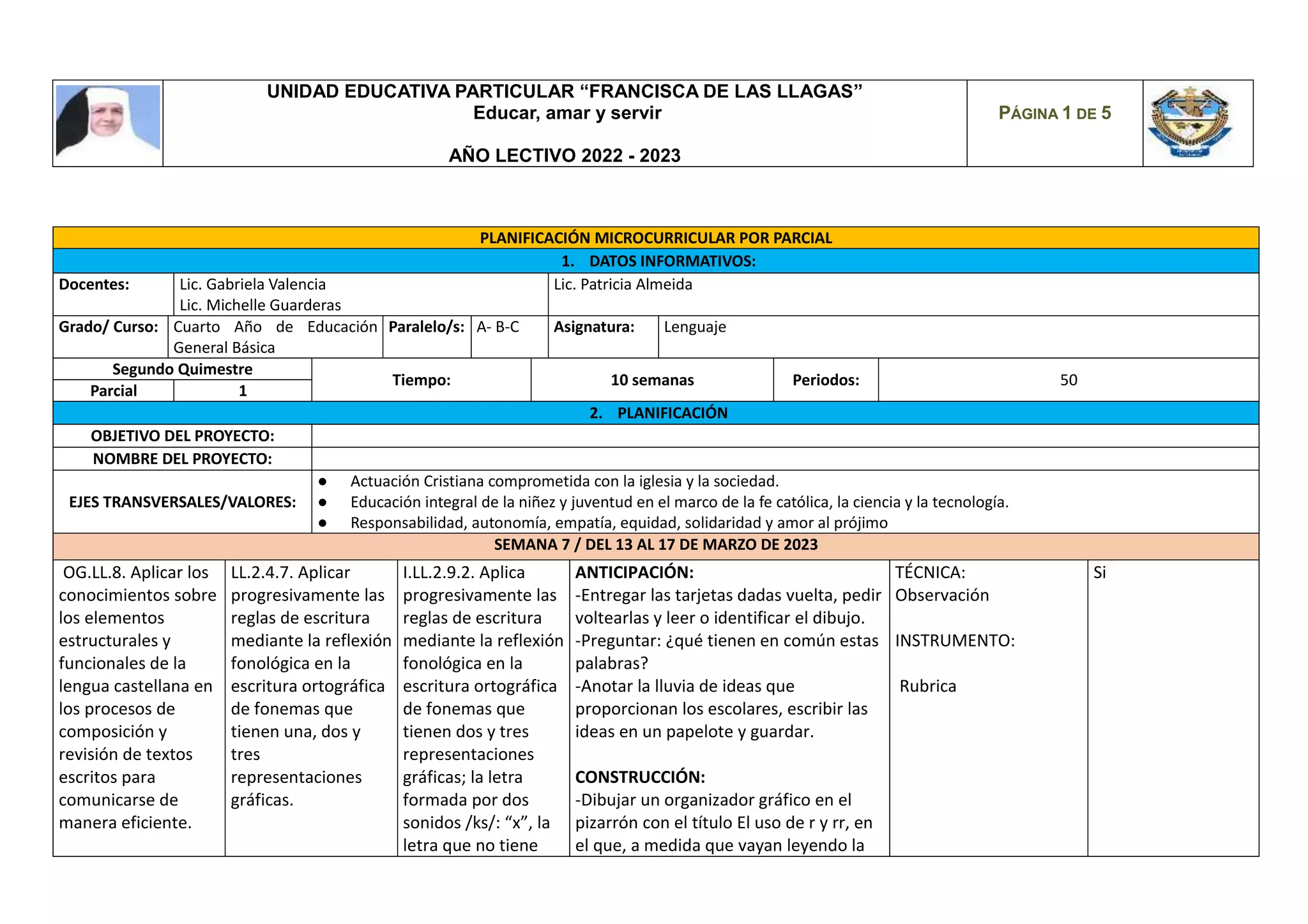 PLANIFICACION MICRO DE lenguaje SEMANA 7.docx