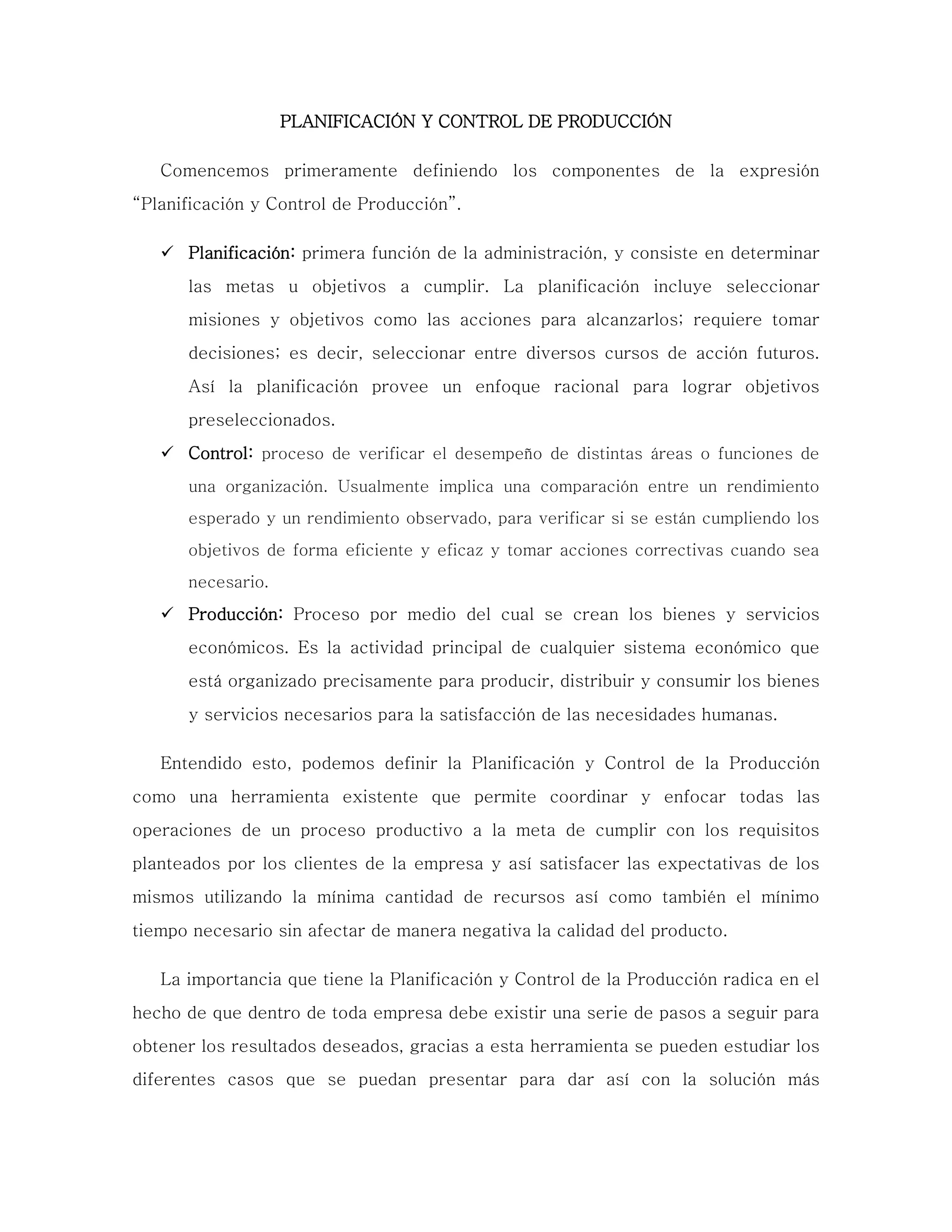 Planificacion y control de produccion | PDF
