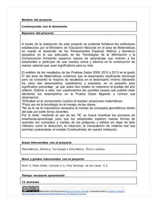 Planificador de proyecto CONSTRUYENDO CON LA GEOMETRIA | DOCX