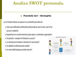Planificarea carierei - Analiza SWOT | PPT
