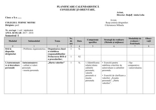 Planificare dirigentie clasa a x a | DOC