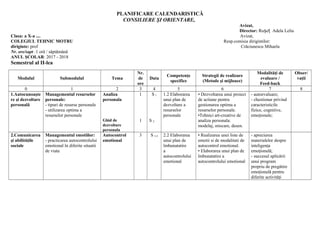 Planificare dirigentie clasa a x a | DOC