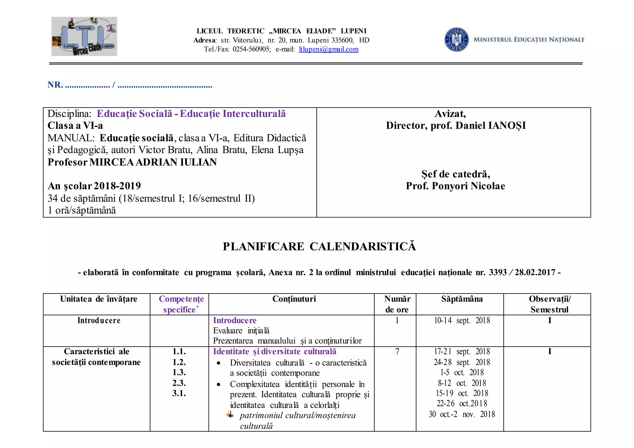 Planificare educatie sociala_educatie_interculturala | DOCX