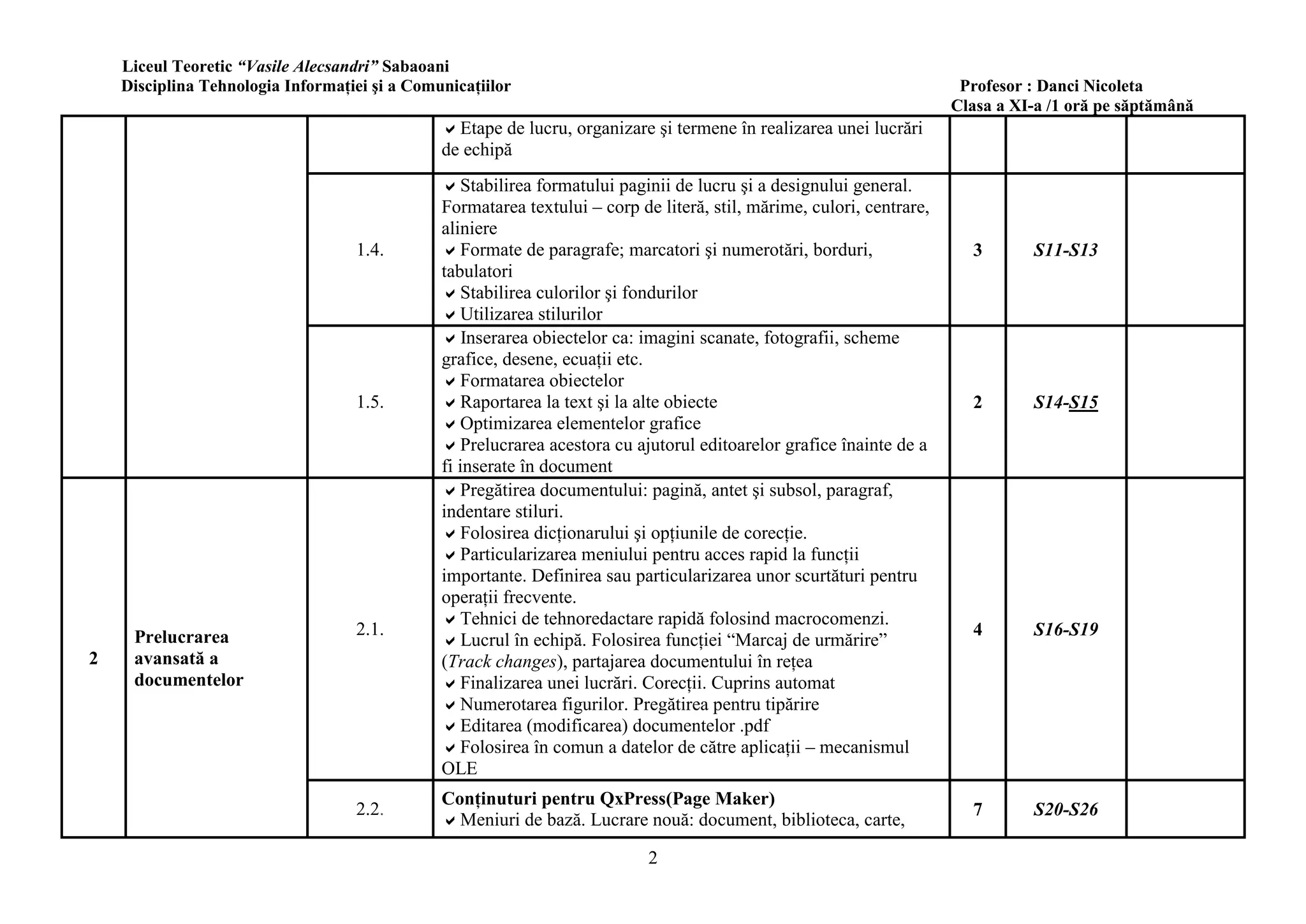 Planificare tic filologie-11 | PDF