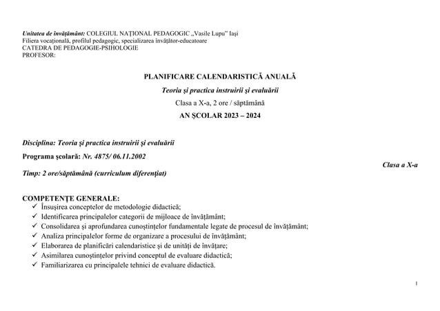 Planificare_X_INV_Teoria si practica instruirii si evaluarii 2023-2024.doc