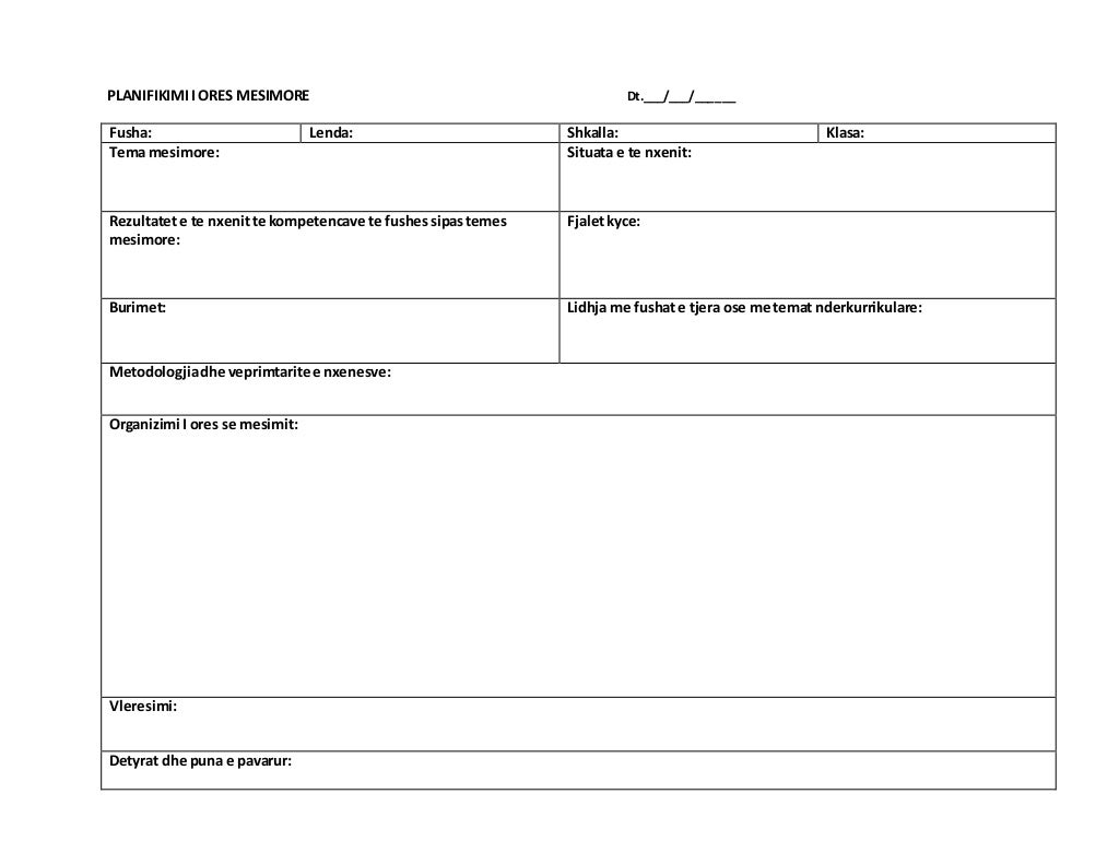 Planifikimi i ores mesimore