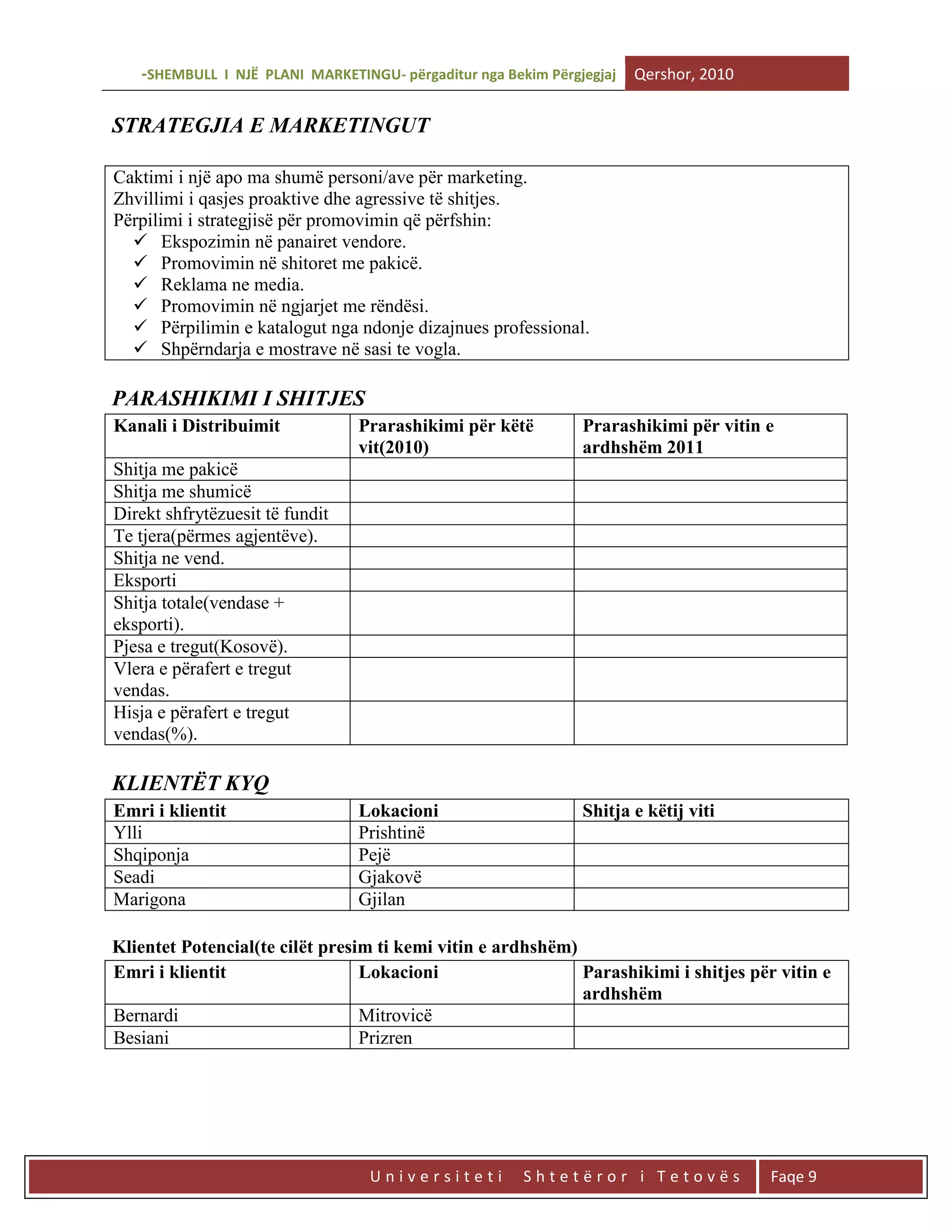 Plani i marketingut, mr.sc.bekim përgjegjaj | PDF