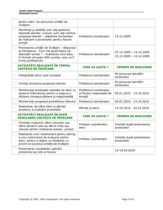 Planul de implementare al proiectului | DOC