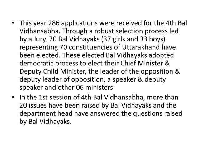 PLAN INDIA BAL VIDHAN SABHA | PPTX