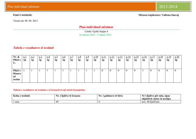 Plan individual mesimor | DOCX