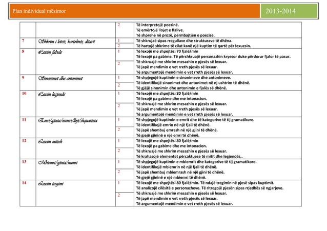 Plan individual mesimor | DOCX