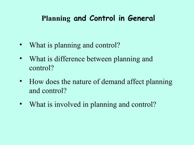 Planing and control in general | PPT | Free Download