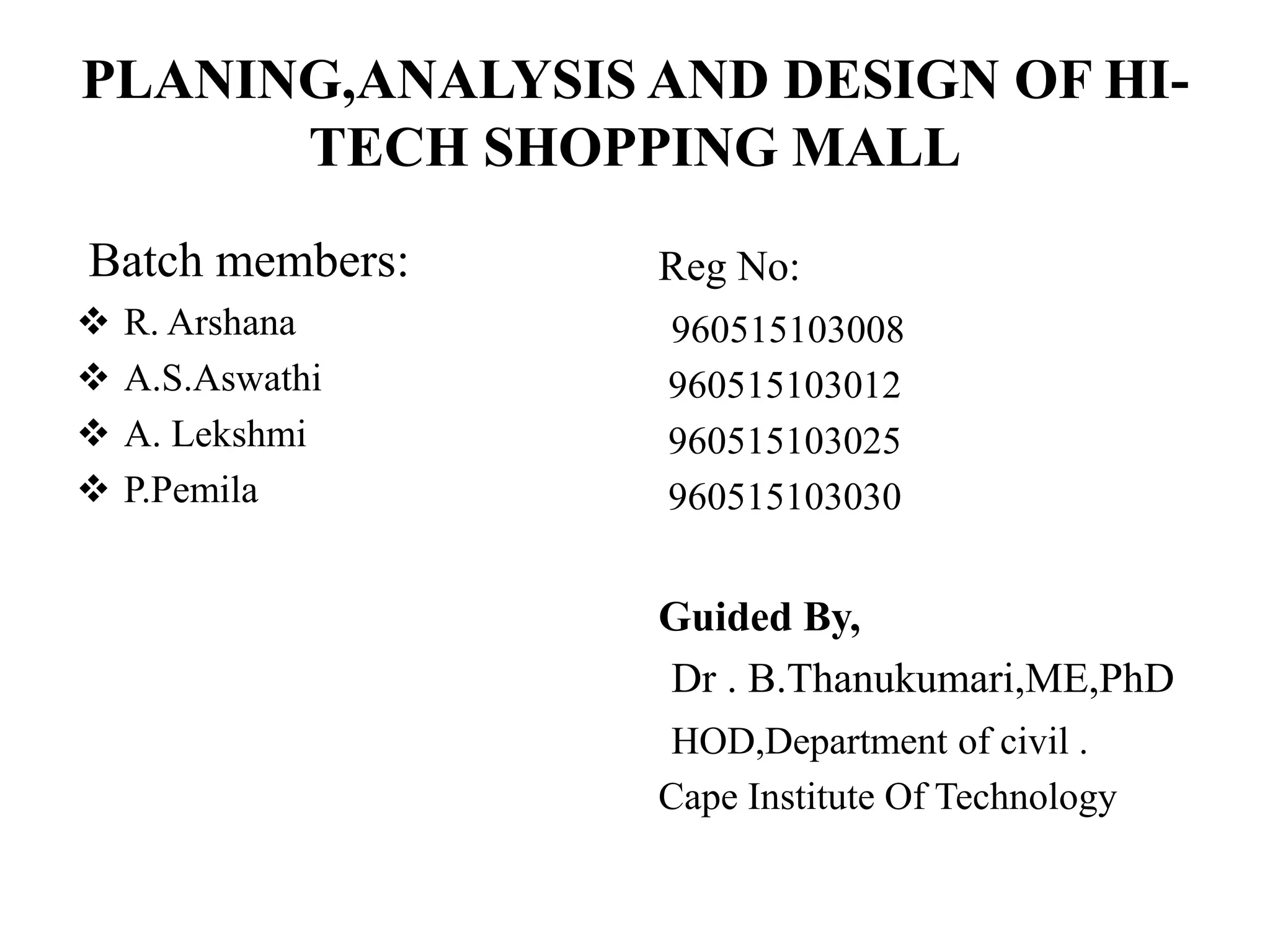 Planing,designing and analysis of HI TECH SHOPPING MALL | PPTX