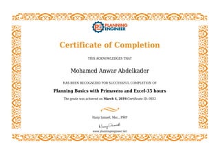 Planing Engineer Certificate | PDF